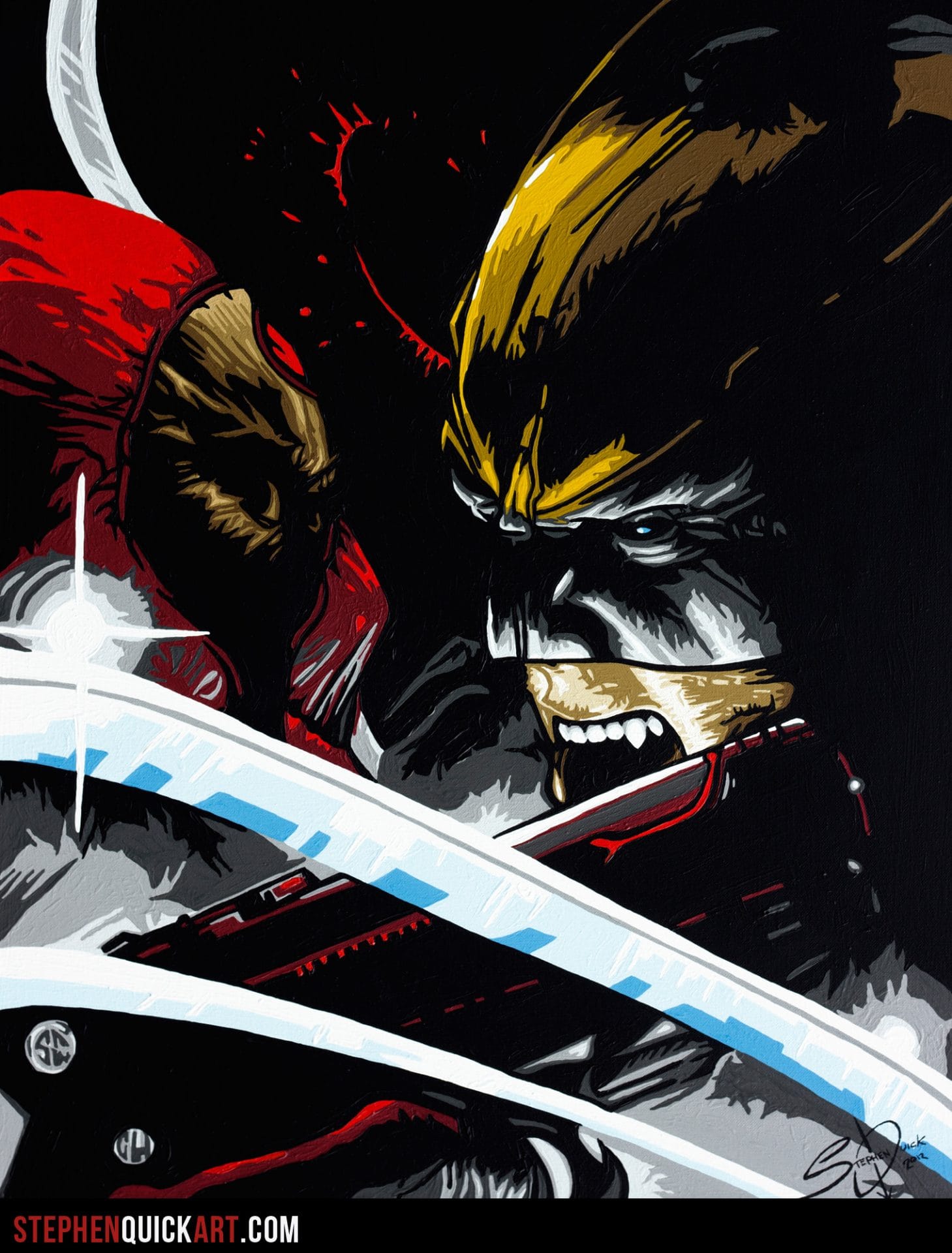 Wolverine Vs Deadpool Pop Art Painting | Stephen Quick Art